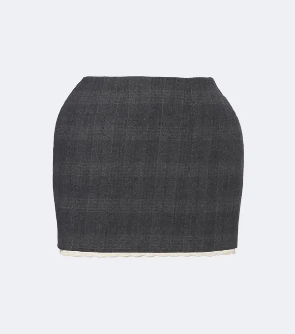 Magda Butrym Checked Crochet-trimmed Virgin Wool Miniskirt