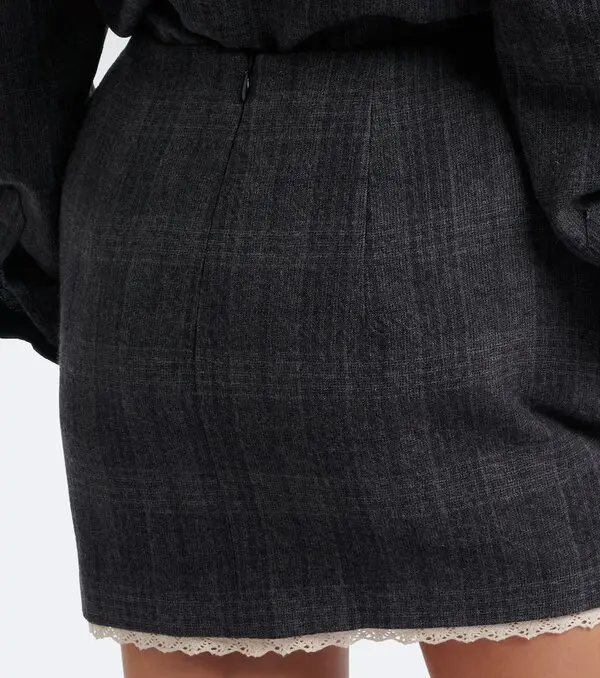 Magda Butrym Checked Crochet-trimmed Virgin Wool Miniskirt