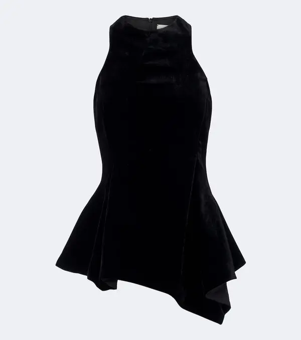 Magda Butrym Draped Peplum Velvet Top