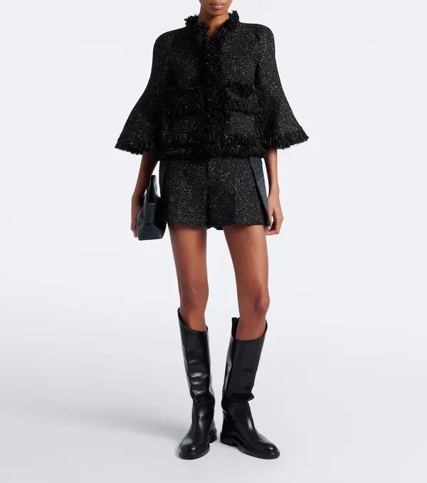 Sacai Wool, Cotton, Silk, And Denim Shorts