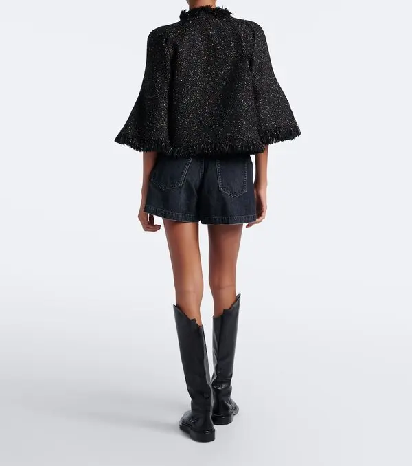 Sacai Wool, Cotton, Silk, And Denim Shorts