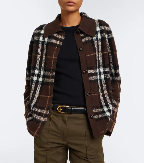 Burberry Check Intarsia Cashmere Overshirt