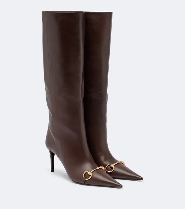 Gucci Donna Horsebit Leather Knee-high Boots