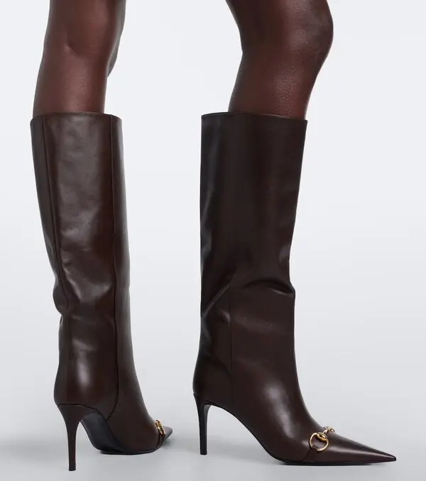 Gucci Donna Horsebit Leather Knee-high Boots