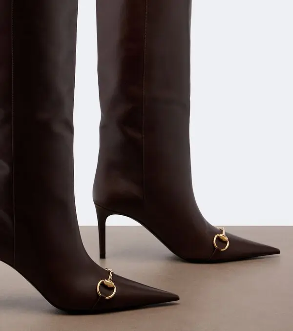 Gucci Donna Horsebit Leather Knee-high Boots