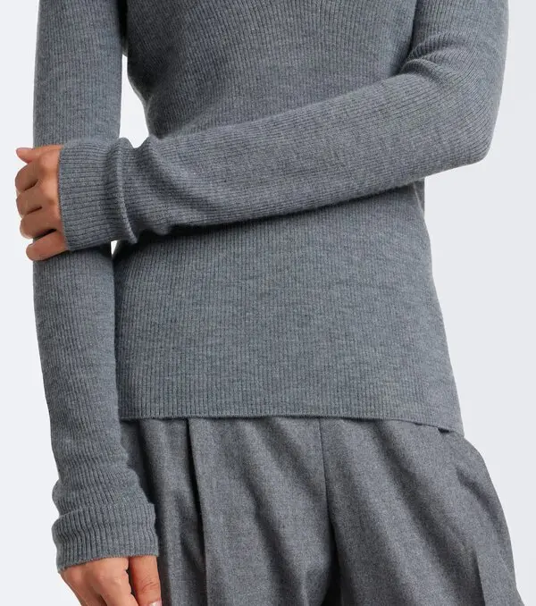 Max Mara Ribbed-knit Cashmere Polo Sweater - Grey