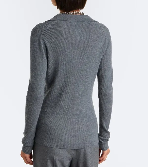 Max Mara Ribbed-knit Cashmere Polo Sweater - Grey