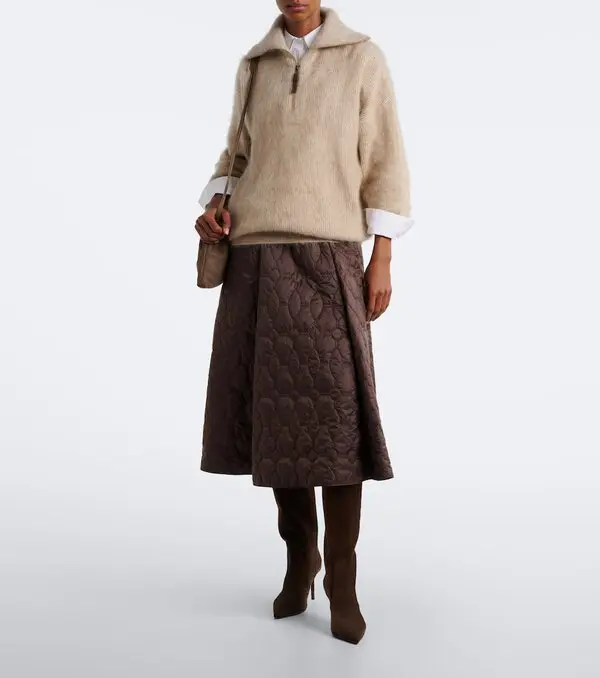 Brunello Cucinelli Technical Padded Midi Skirt