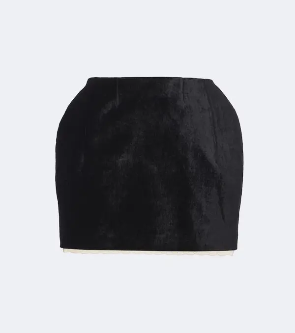Magda Butrym Crochet-trimmed Velvet Miniskirt - Black