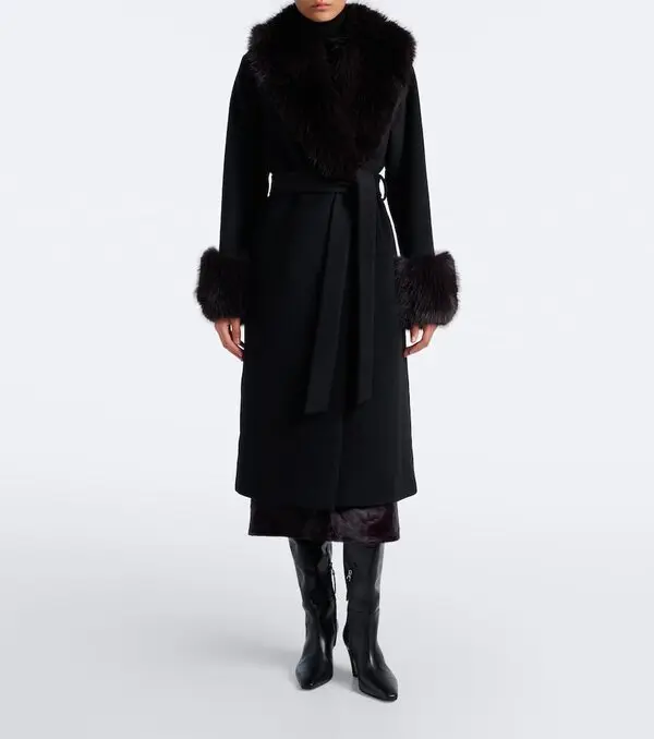 Simkhai Kinsley Wool-blend Wrap Coat - Black