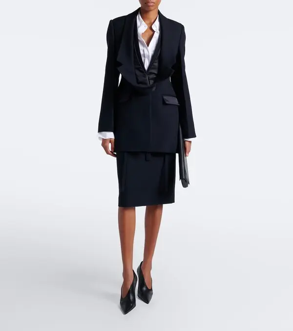JEAN PAUL GAULTIER Layered Virgin Wool Pencil Skirt