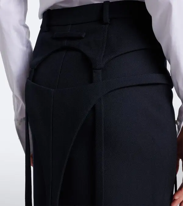 JEAN PAUL GAULTIER Layered Virgin Wool Pencil Skirt