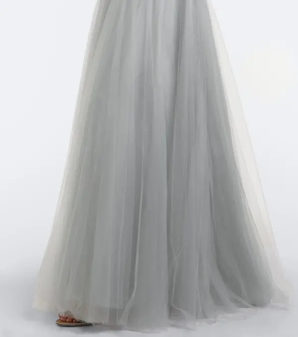 Costarellos Vianna Embellished Tulle Gown - Blue