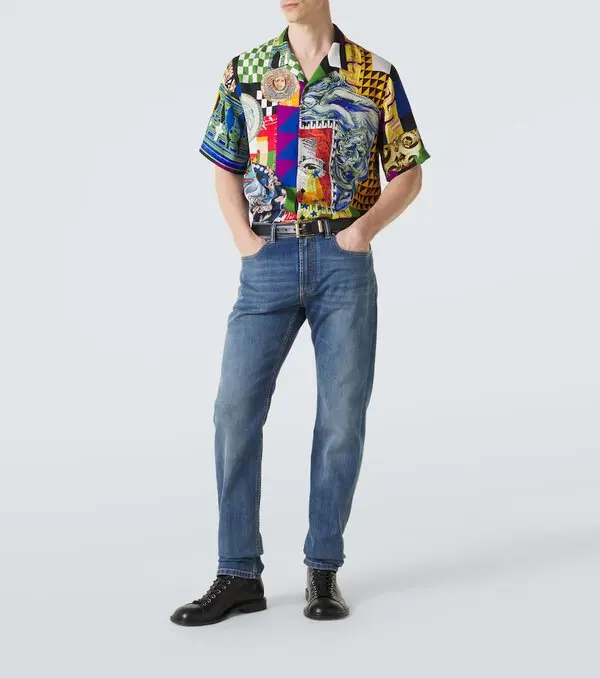 Versace Medusa Silk Twill Bowling Shirt