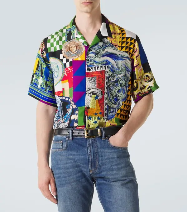 Versace Medusa Silk Twill Bowling Shirt