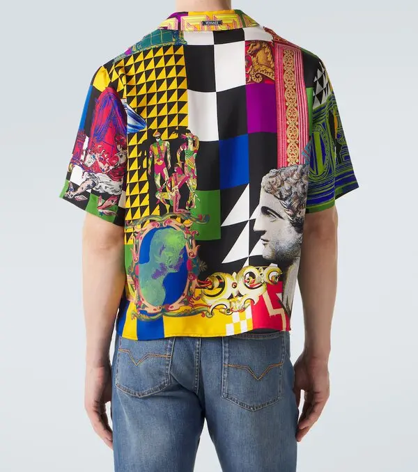 Versace Medusa Silk Twill Bowling Shirt