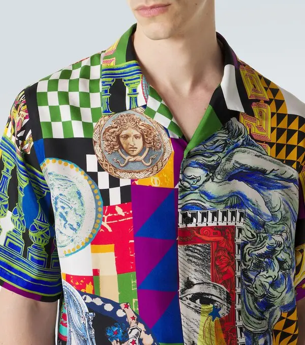 Versace Medusa Silk Twill Bowling Shirt