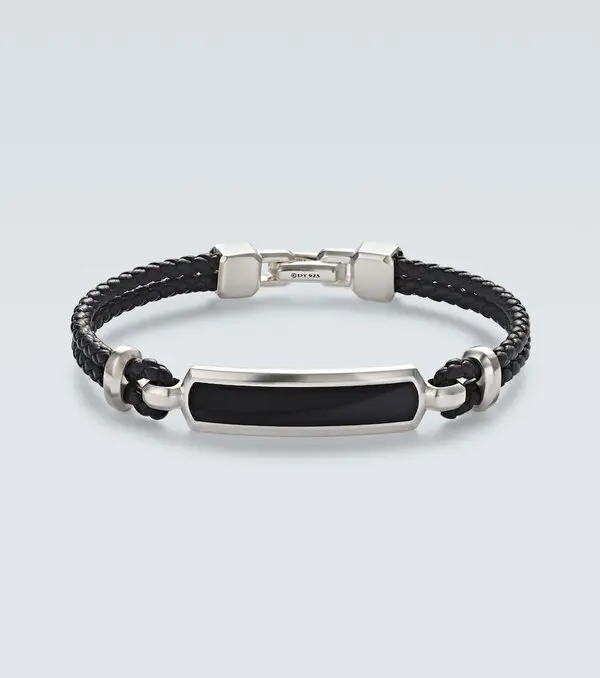David Yurman Streamline® Sterling And Leather Bracelet With Onyx