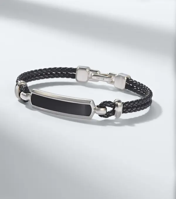 David Yurman Streamline® Sterling And Leather Bracelet With Onyx