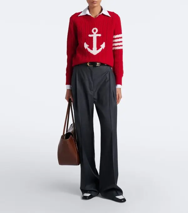 Thom Browne 4-bar Cable-knit Virgin Wool Sweater