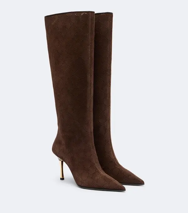 Gucci Bombshell Gg Suede Knee-high Boots