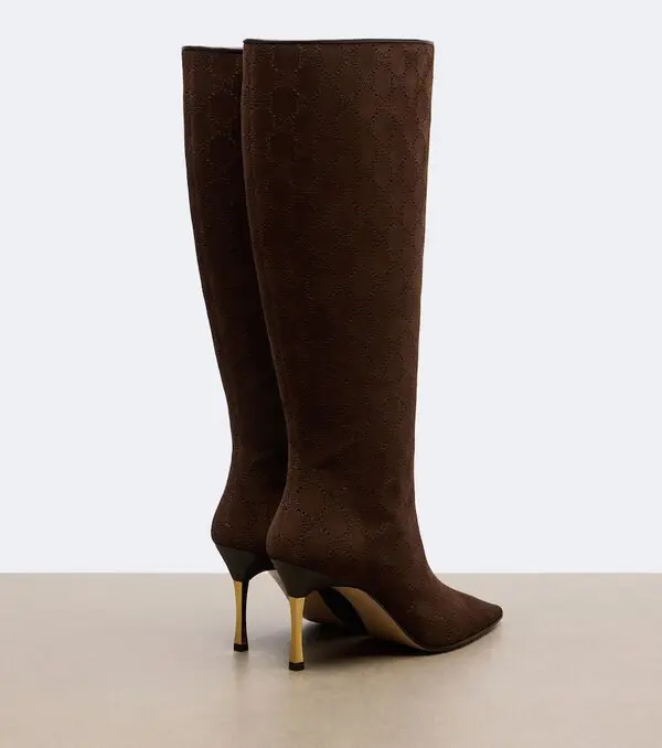 Gucci Bombshell Gg Suede Knee-high Boots