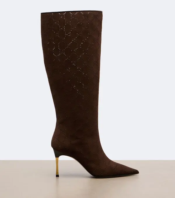 Gucci Bombshell Gg Suede Knee-high Boots