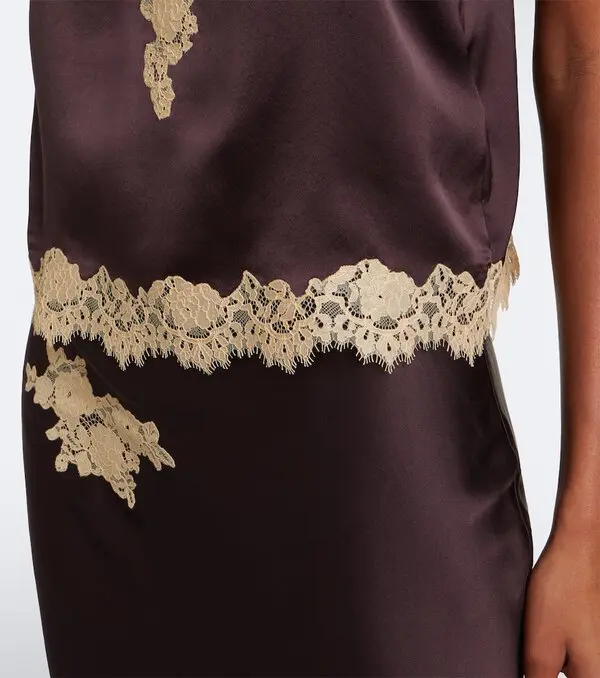 DÔEN Kira Lace-trimmed Silk Satin Camisole - Brown