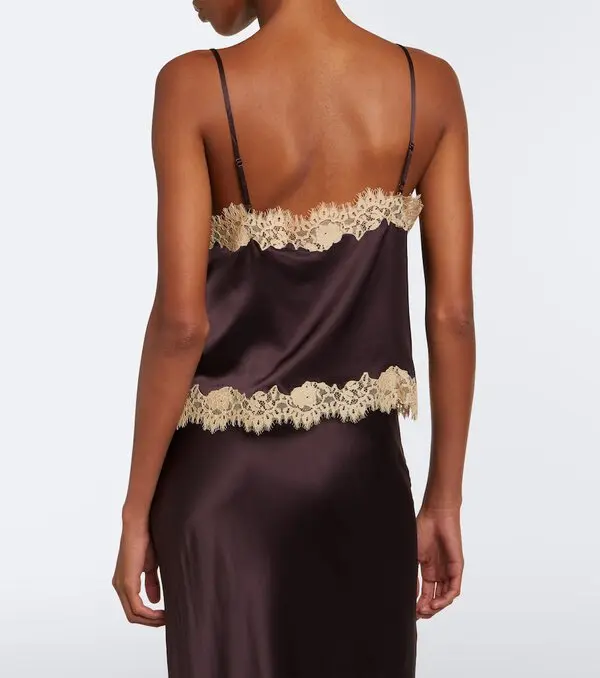 DÔEN Kira Lace-trimmed Silk Satin Camisole - Brown