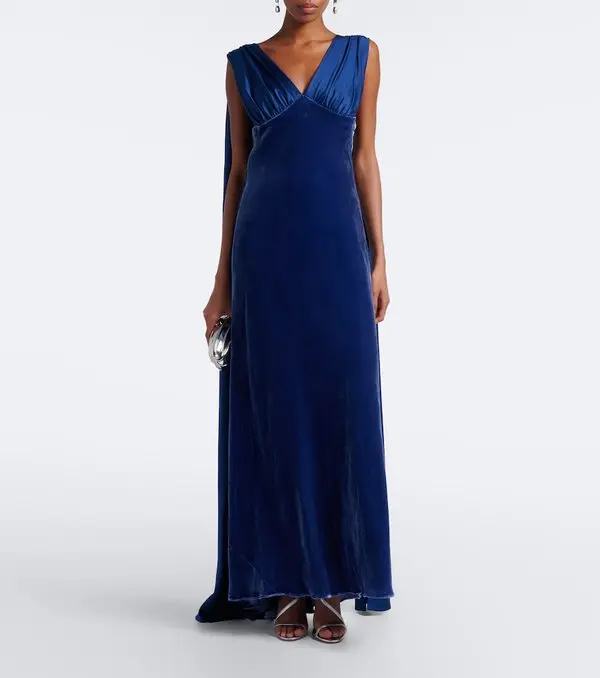 Simkhai Mariselle Caped Velvet Gown