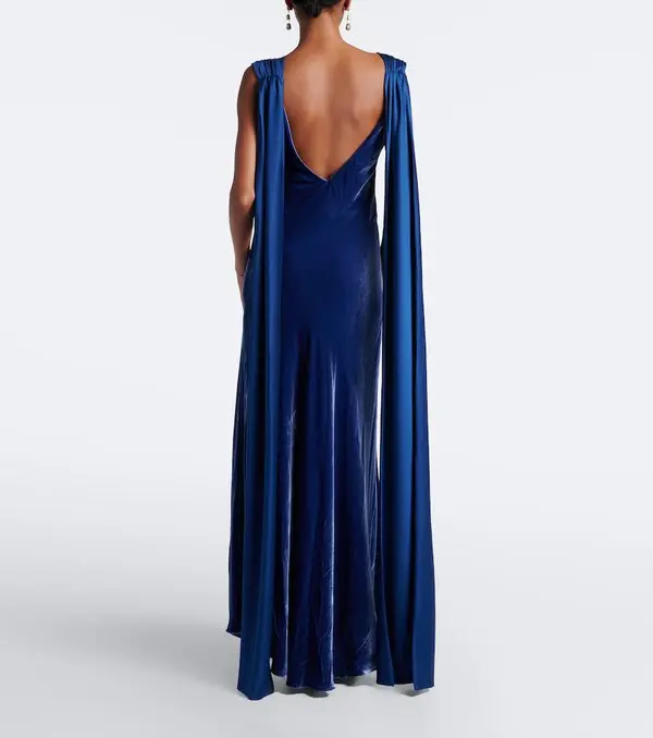 Simkhai Mariselle Caped Velvet Gown