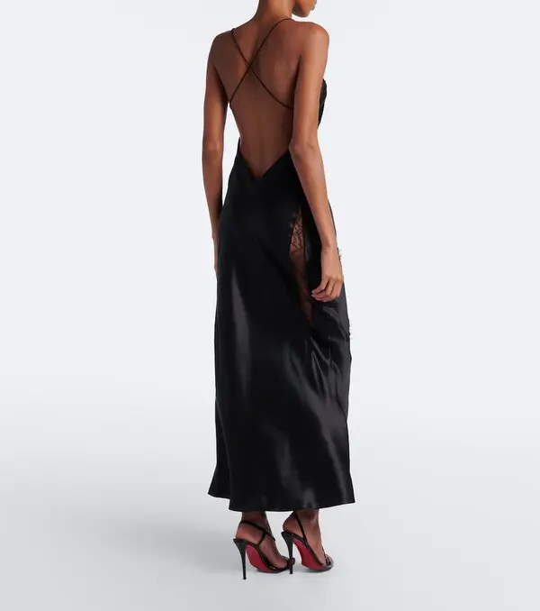 Roberto Cavalli Lace-trimmed Silk Satin Slip Dress