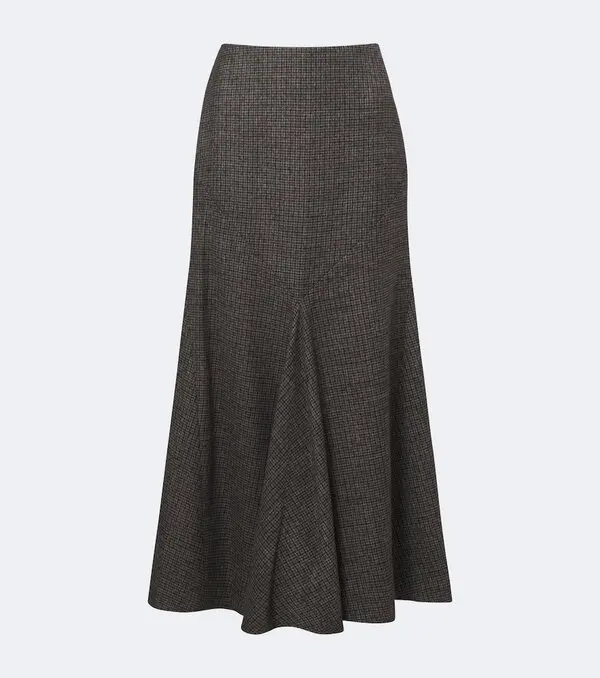 Etro Checked Wool Midi Skirt - Grey