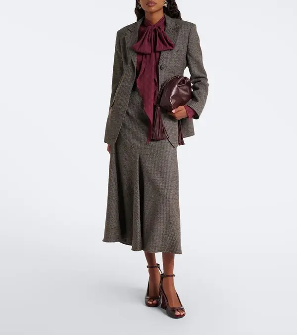 Etro Checked Wool Midi Skirt