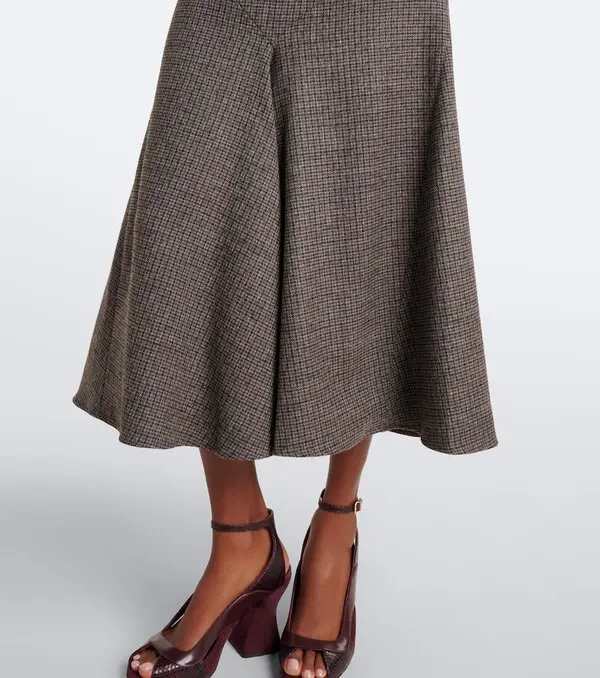 Etro Checked Wool Midi Skirt