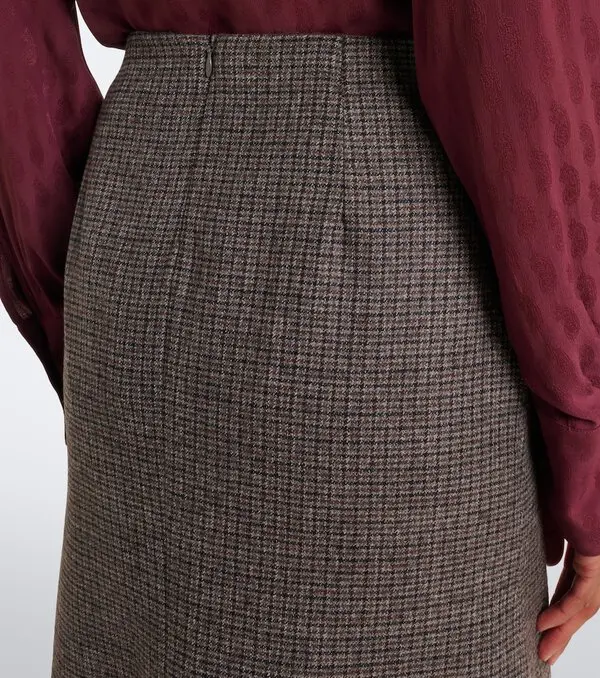 Etro Checked Wool Midi Skirt