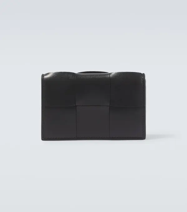 Bottega Veneta Intreccio Cassette Leather Card Holder - Black