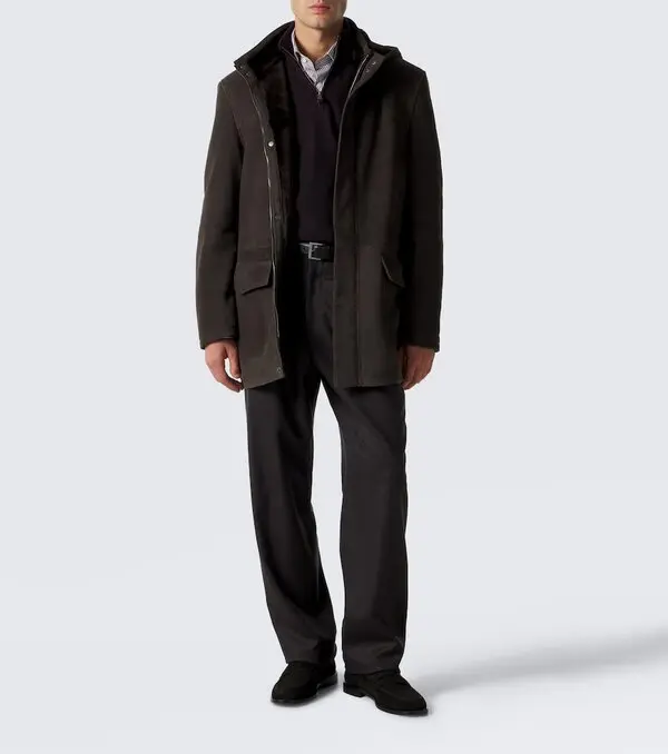 Thom Sweeney Hooded Suede Parka
