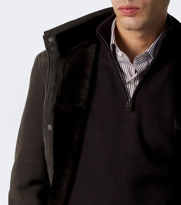 Thom Sweeney Hooded Suede Parka
