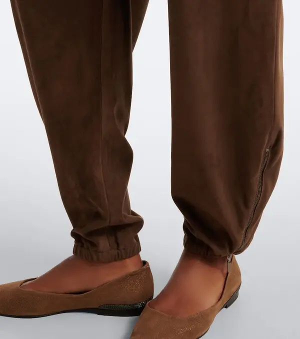 Brunello Cucinelli Belted Suede Tapered Pants