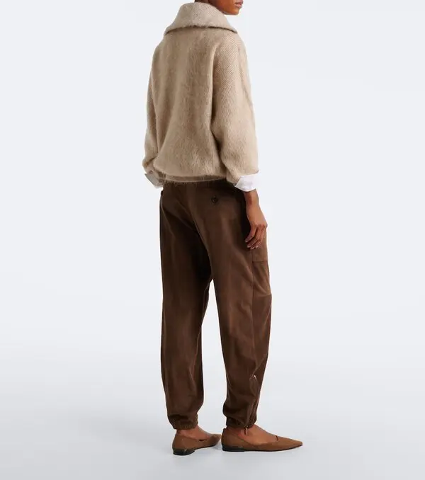 Brunello Cucinelli Belted Suede Tapered Pants