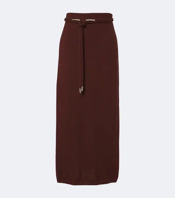 Max Mara Belted Cashmere Maxi Skirt - Brown