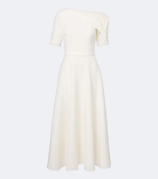 Safiyaa Bridal Melinda Belted Crêpe Midi Dress - White