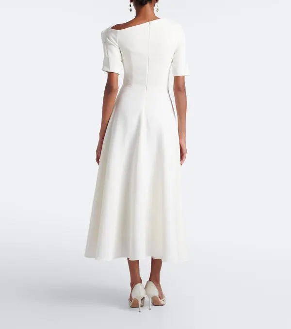 Safiyaa Bridal Melinda Belted Crêpe Midi Dress - White