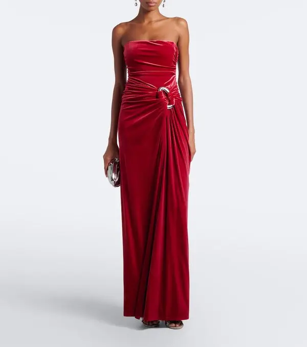 Simkhai Emma Gathe Velvet Bustier Gown