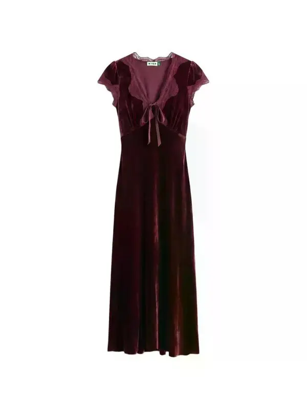 Rixo Amari Lace-trim Velvet Midi Dress