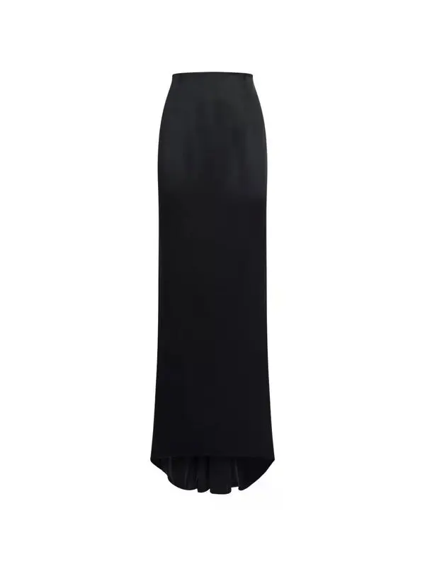 TALLER MARMO Silver Screen Satin Maxi Skirt - Black