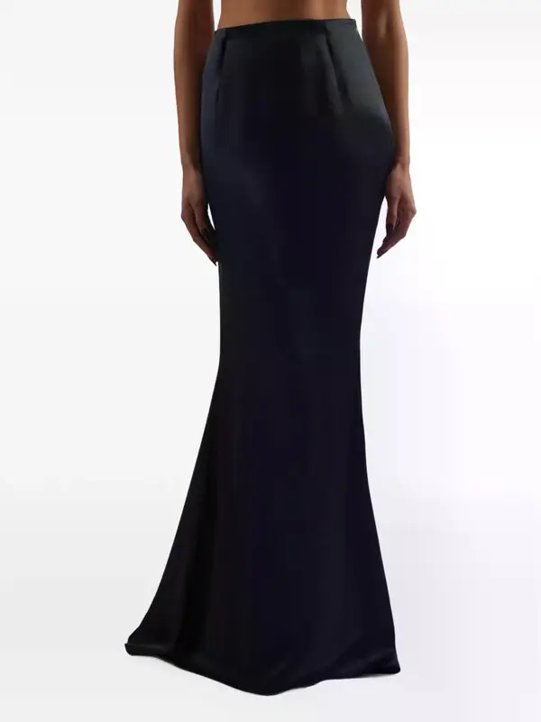 TALLER MARMO Silver Screen Satin Maxi Skirt - Black