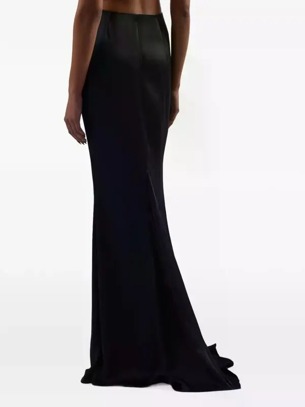 TALLER MARMO Silver Screen Satin Maxi Skirt - Black