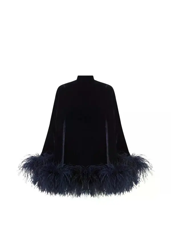 TALLER MARMO Vegas Feather-trim Velvet Mini Dress